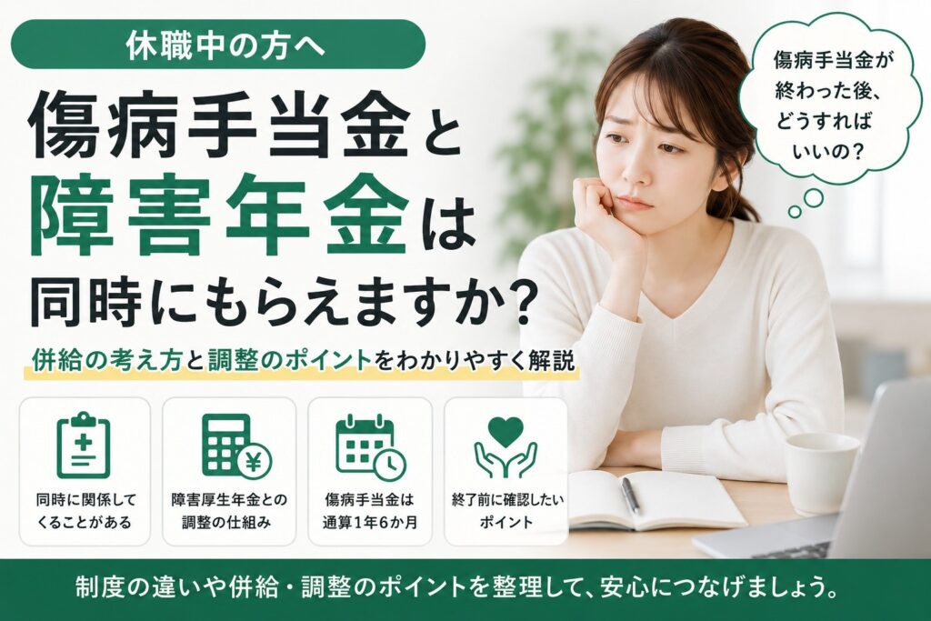 傷病手当金と障害年金は同時にもらえる？併給と調整を解説